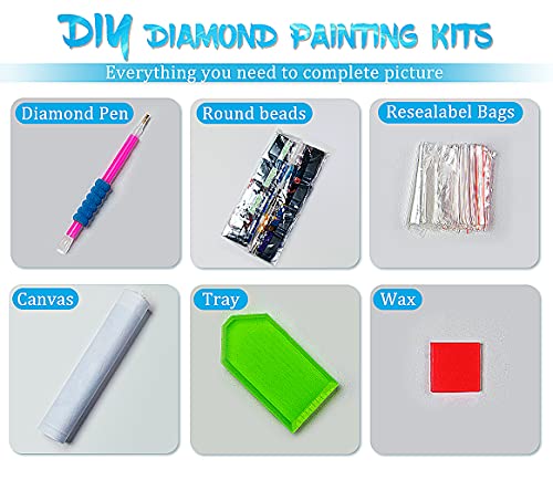 6 Pack Diamond Painting Kits, 5D Diamond Art Kits for Adults Full Drill Diamond Paintings Kit Crafts for Adults Kids Beginners, DIY Beach Diamond Painting Packs Gem Art Home Wall Decor 11.8x15.7inch