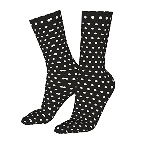 CWTYEOXE White Black Polka Dot Socks for Men Women Casual Crew Socks Comfort Sport Work Mid Tube Stockings 40 Cm