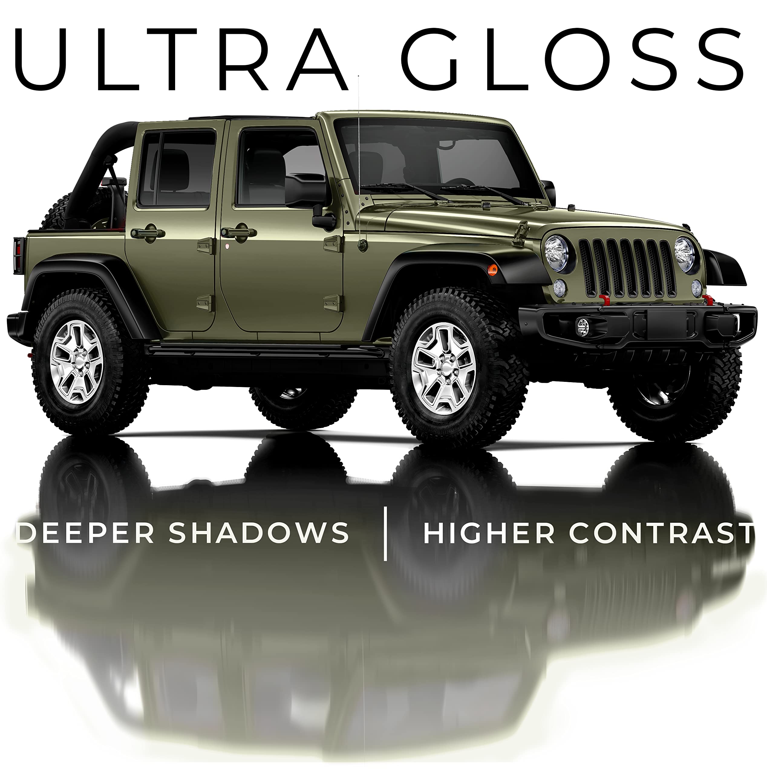 VViViD+ Ultra Gloss Khaki Green 1.5ft x 5ft Vinyl Car Wrap Premium Paint Replacement Film Roll w Nano Air Release Technology, Stretchable Cap Liner