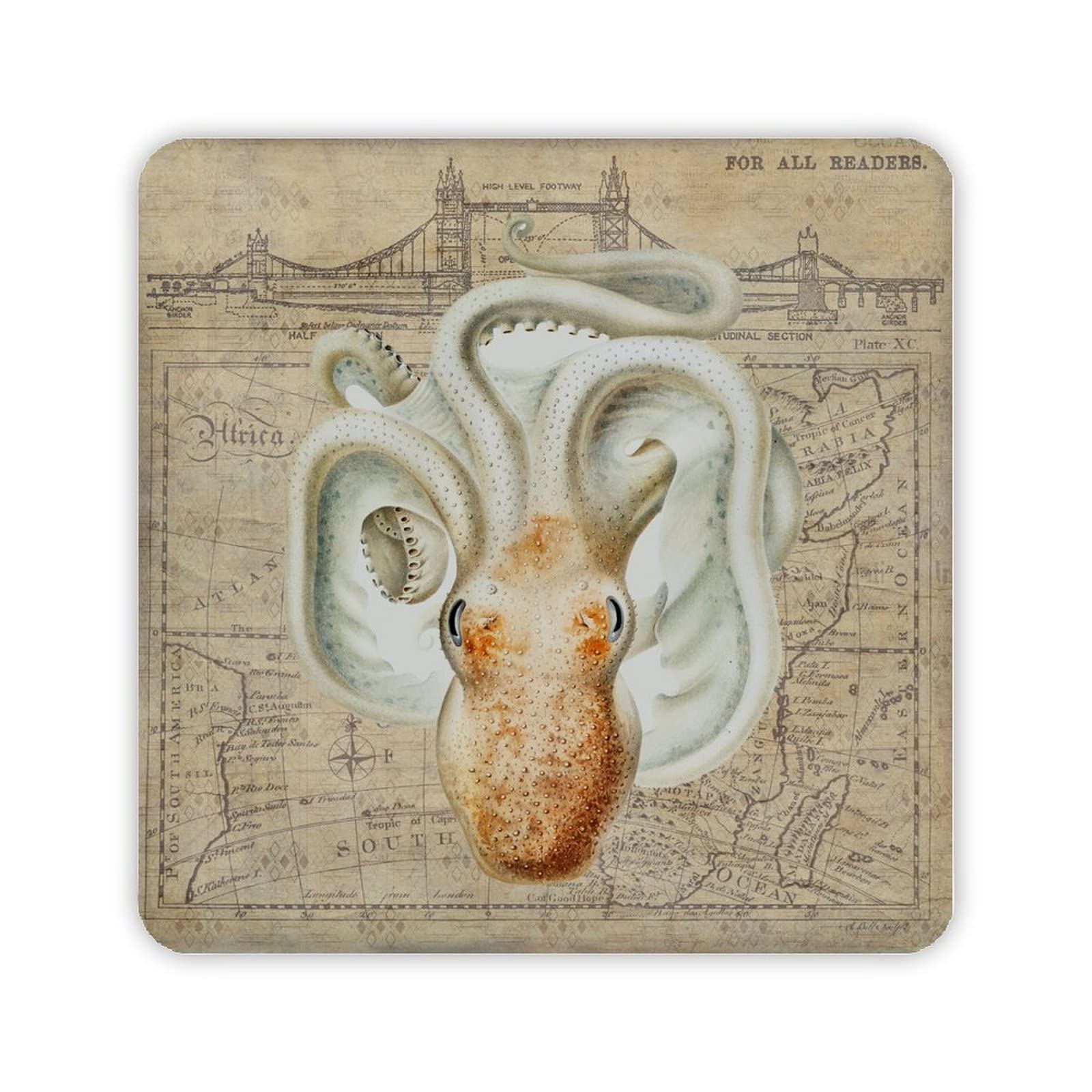 Ocean Life Tin Sign Colorful Octopus Metal Plaque Classic City State Map Beach House Funny Novelty Sign Metal Wall Plaques for Home Garden Master Room Garden Bar 12x12in