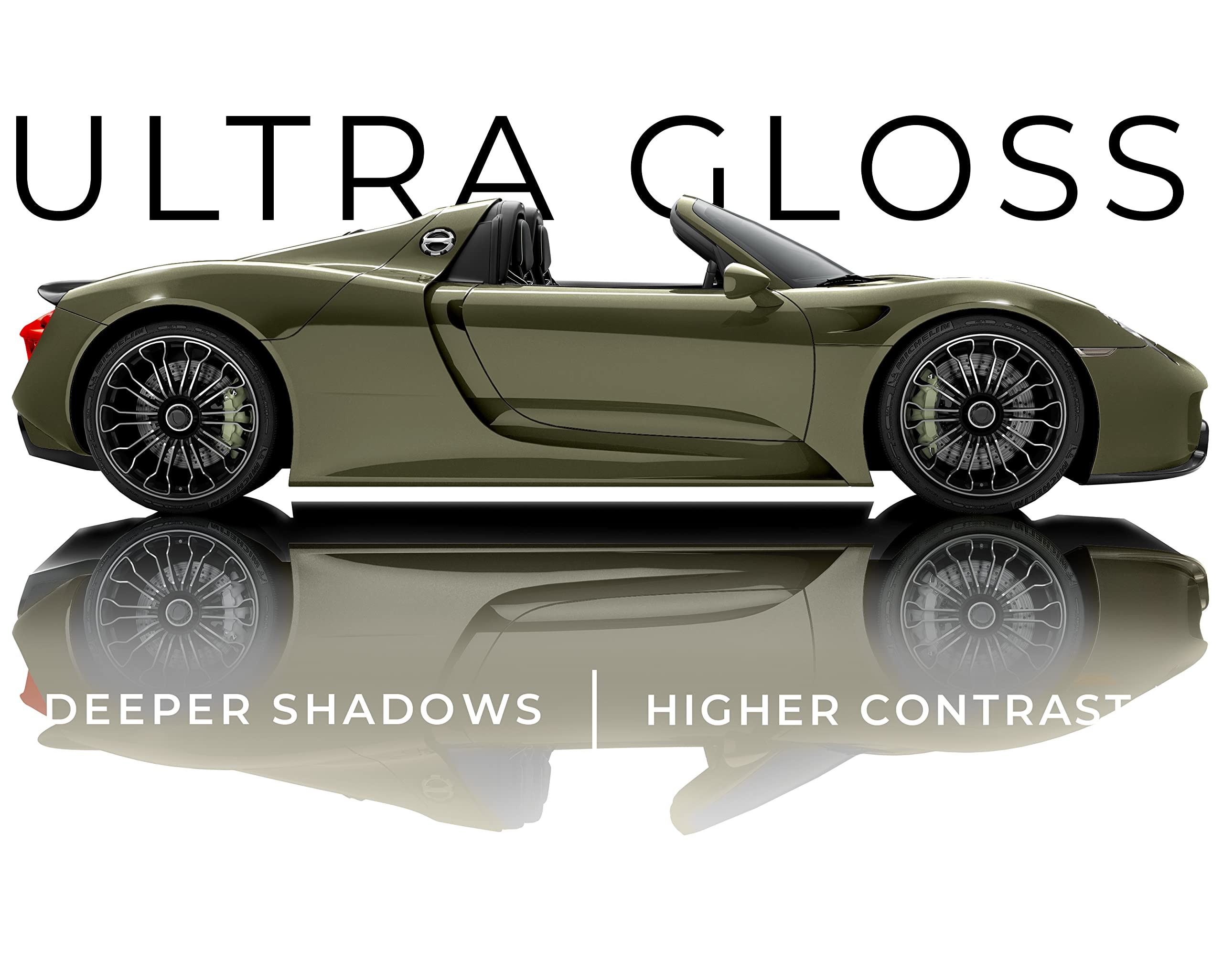 VViViD+ Ultra Gloss Khaki Green 1ft x 5ft Vinyl Car Wrap Premium Paint Replacement Film Roll w Nano Air Release Technology, Stretchable Cap Liner