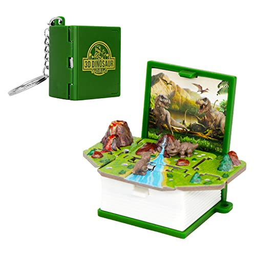 Uszeoka Mini 3d books keychain toys for kids,Green,Boys Girls 3D books Mini Dinosaurs Toys,Cute Keychains for car Keys,Dinosaur World Scene for Women,Men,Children,Dinosaur Party Favors Gift for Kids