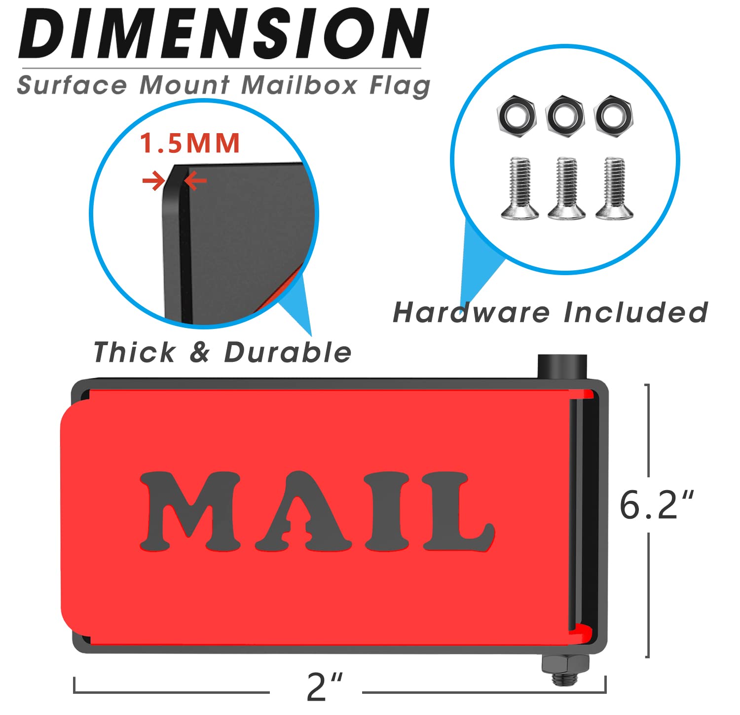 Professional Mailbox Flag Galvanized Steel Universal Outgoing Matte Mailbox Replacement Flag Kit Upgraded Sinking-Fixed Design for All Other Surface Rust Resistant Mailbox Flag Easy Assembly