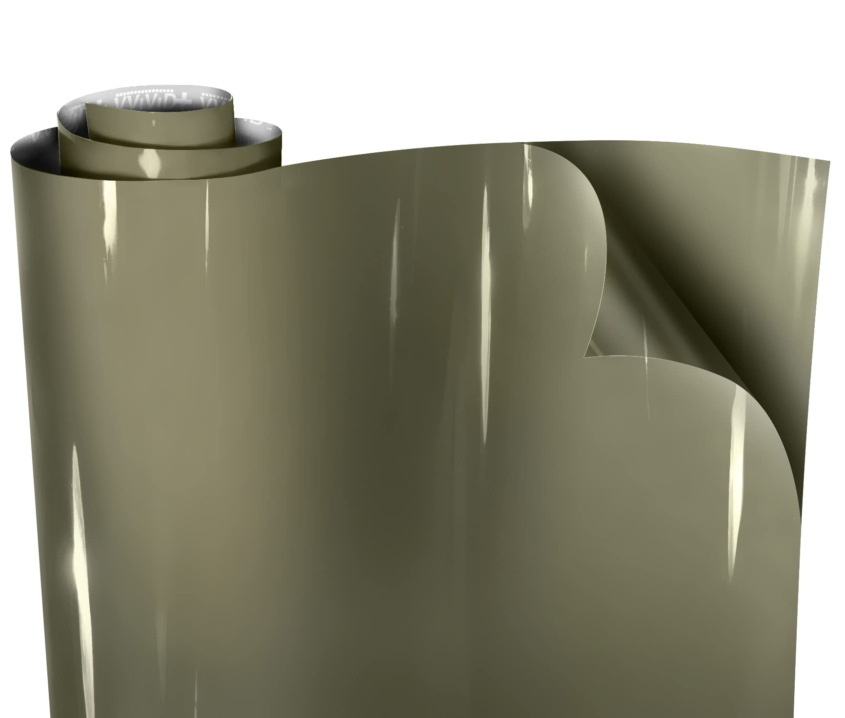 VViViD+ Ultra Gloss Khaki Green 1ft x 5ft Vinyl Car Wrap Premium Paint Replacement Film Roll w Nano Air Release Technology, Stretchable Cap Liner