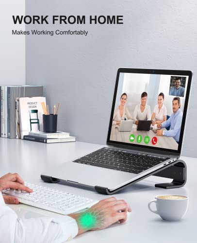 Soqool Laptop Stand for Desk, MacBook Stand Sturdy Laptop Riser, Ventilated Ergonomic Aluminum Laptop Holder Compatible with 12 13 15.6 17 Inch MacBook Pro Air/HP/Dell, Work Cooling Computer Stand