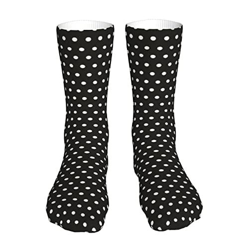 CWTYEOXE White Black Polka Dot Socks for Men Women Casual Crew Socks Comfort Sport Work Mid Tube Stockings 40 Cm
