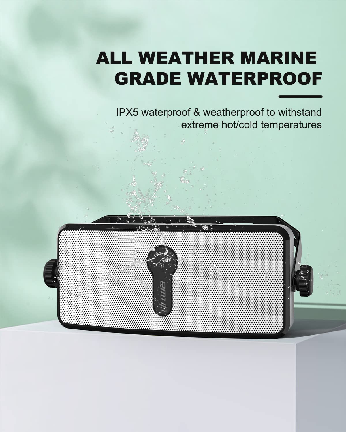 Inwa Bluetooth Outdoor Speaker, IPX5 Waterproof Wall Mount Speaker, Wireless Sync Up to 100 Speakers, Connect Seamlessly to Phone, Computer, Echo Dot, Suitable for Patio, Porch, Gazebo, Garage, 2 PCS