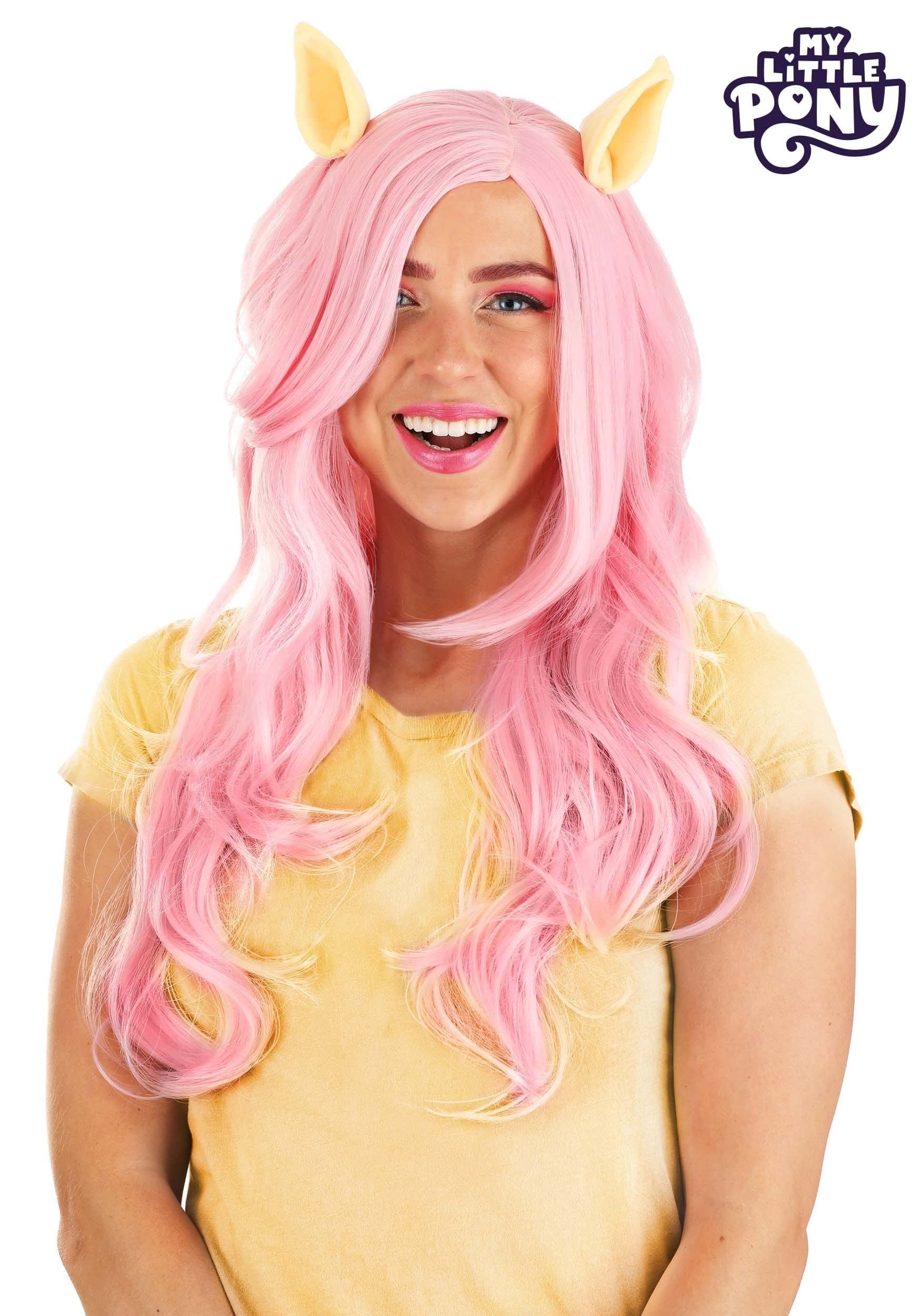 Fun Costumes Women's My Little Pony Fluttershy Wig Long Wavy Hair | Officially Licensed Pink Fluttershy Pony