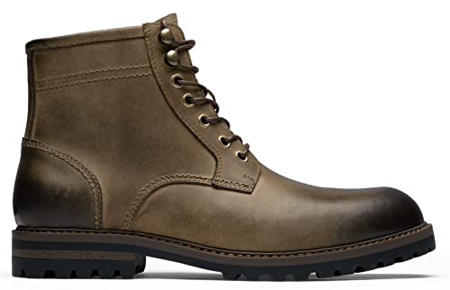 Jousen Men's Boots Leather Casual Chukka Boots for Men Waterproof Retro Hiking Motorcycle Boots(AMY8180 Khaki 12)