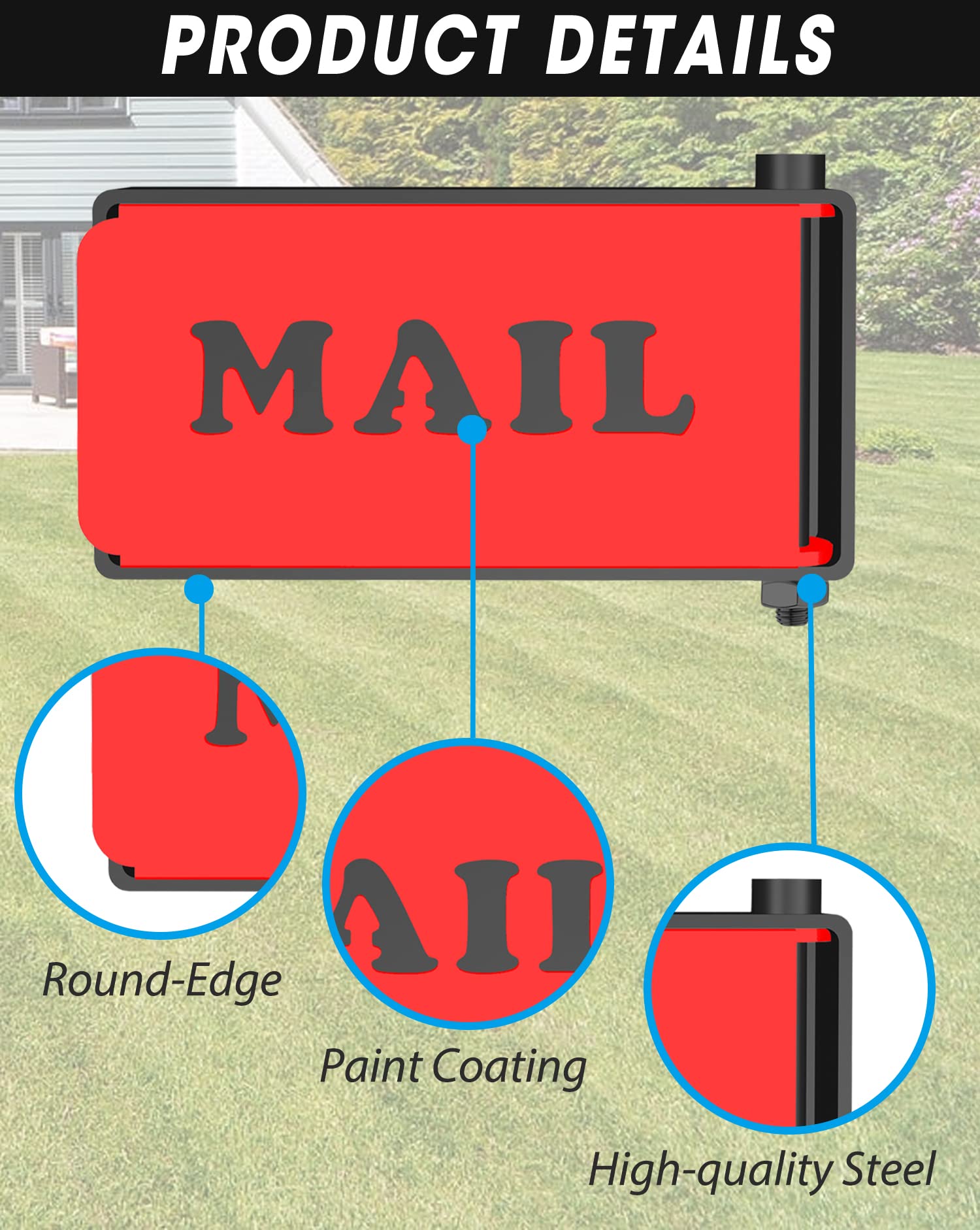 Professional Mailbox Flag Galvanized Steel Universal Outgoing Matte Mailbox Replacement Flag Kit Upgraded Sinking-Fixed Design for All Other Surface Rust Resistant Mailbox Flag Easy Assembly