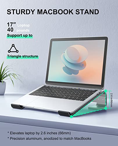 Soqool Laptop Stand for Desk, MacBook Stand Sturdy Laptop Riser, Ventilated Ergonomic Aluminum Laptop Holder Compatible with 12 13 15.6 17 Inch MacBook Pro Air/HP/Dell, Work Cooling Computer Stand