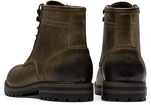 Jousen Men's Boots Leather Casual Chukka Boots for Men Waterproof Retro Hiking Motorcycle Boots(AMY8180 Khaki 12)