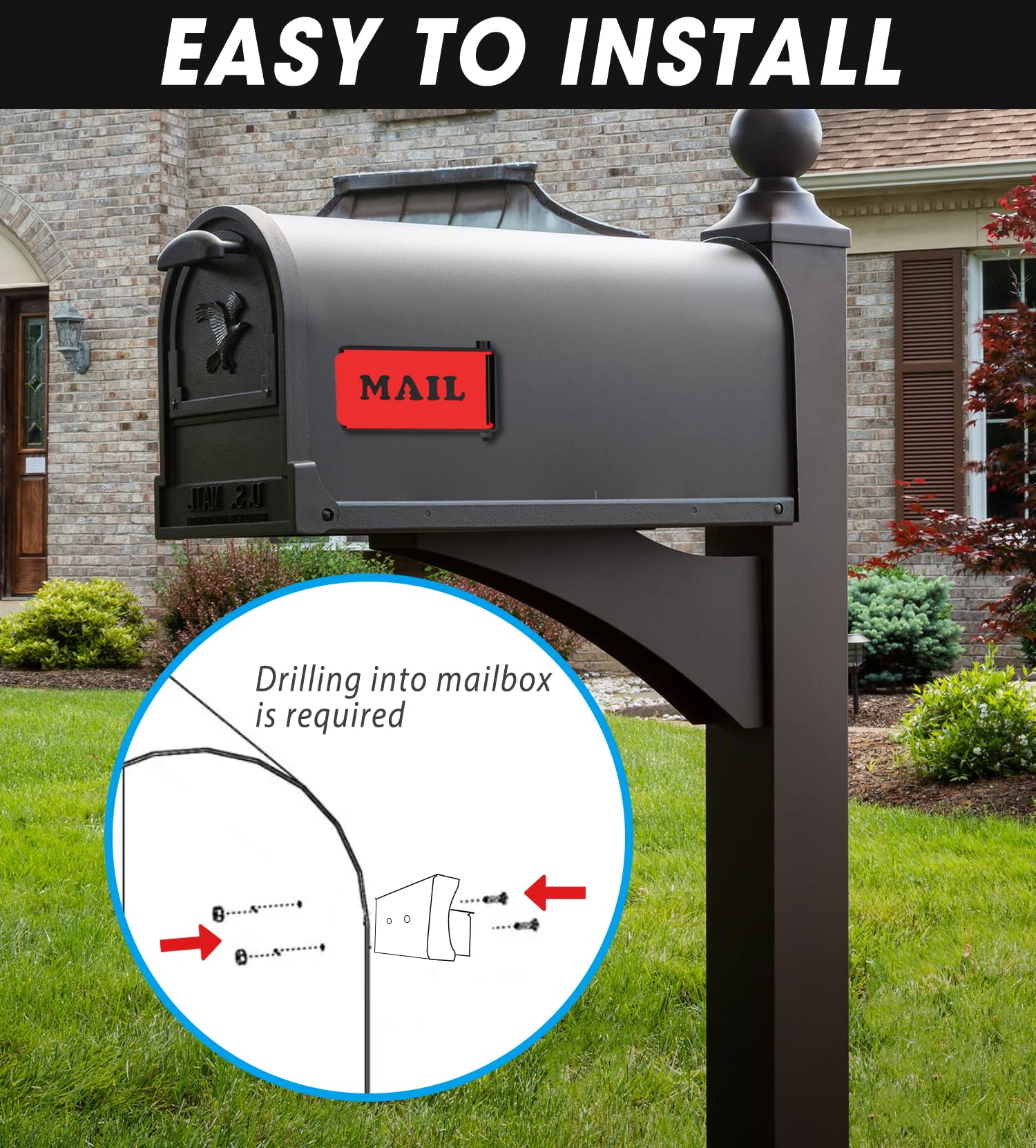 Professional Mailbox Flag Galvanized Steel Universal Outgoing Matte Mailbox Replacement Flag Kit Upgraded Sinking-Fixed Design for All Other Surface Rust Resistant Mailbox Flag Easy Assembly