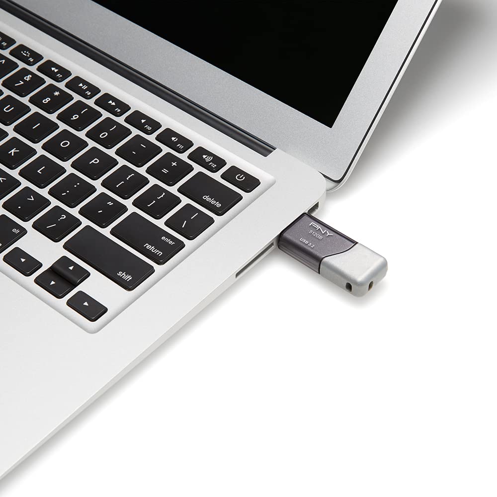 PNY 512GB Turbo Attache 3 USB 3.2 Flash Drive 100MB/s, Silver (Pack of 1)