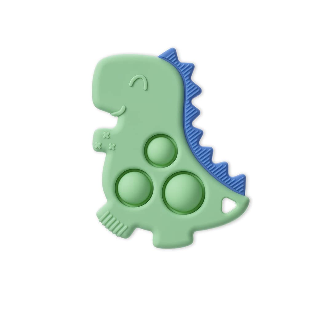 Itzy Ritzy Sensory Popper Toy for Babies - Itzy Pop Toy Features Raised Textures to Soothe Sore Gums, Relieve Stress & Improve Motor Skills - Baby & Toddler Fidget Toy for 3 Mo. & Up (Green Dinosaur)