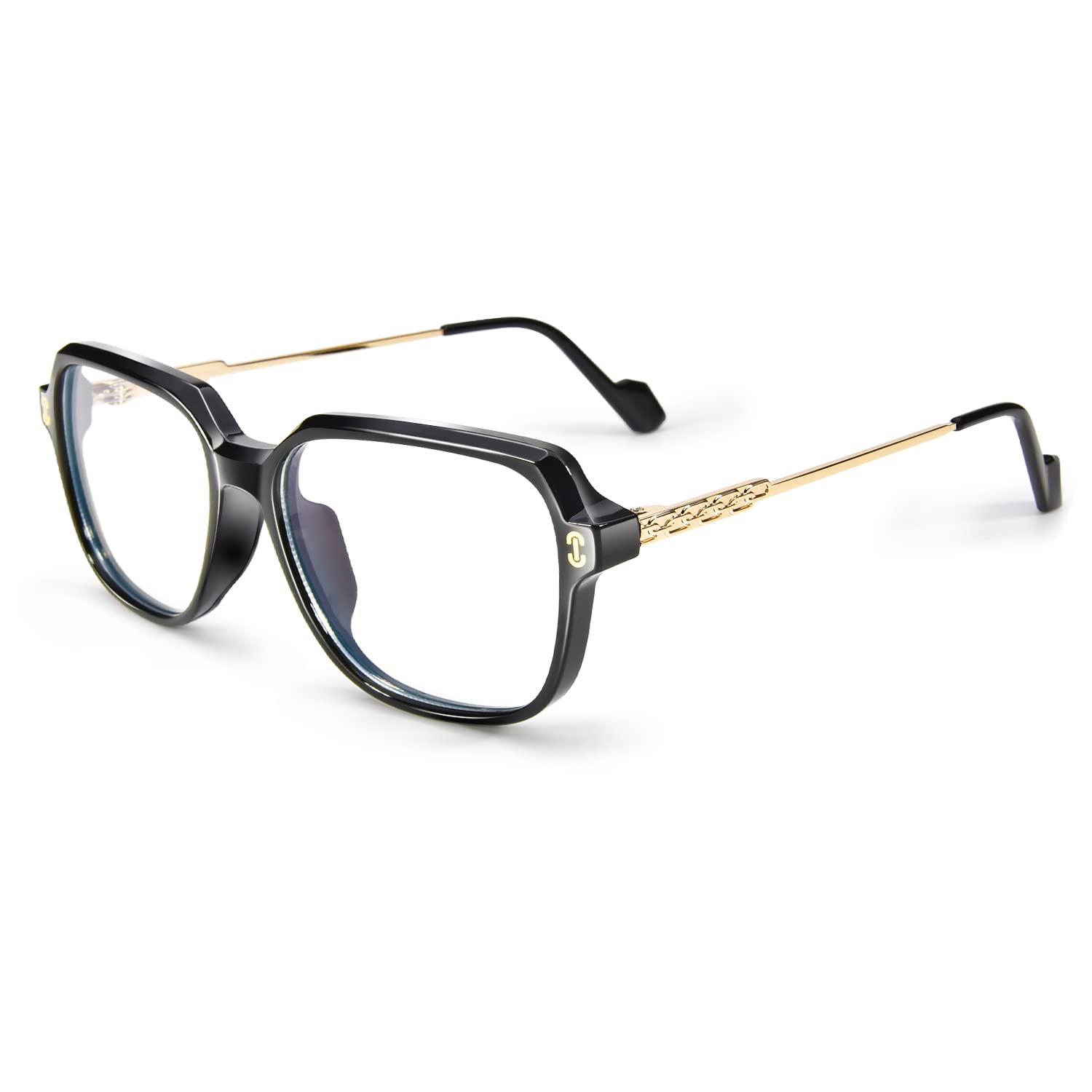 VISOONE Oversized Blue Light Blocking Glasses with Chic Square TR90 Frame and Metal Temple for Women Men REMY