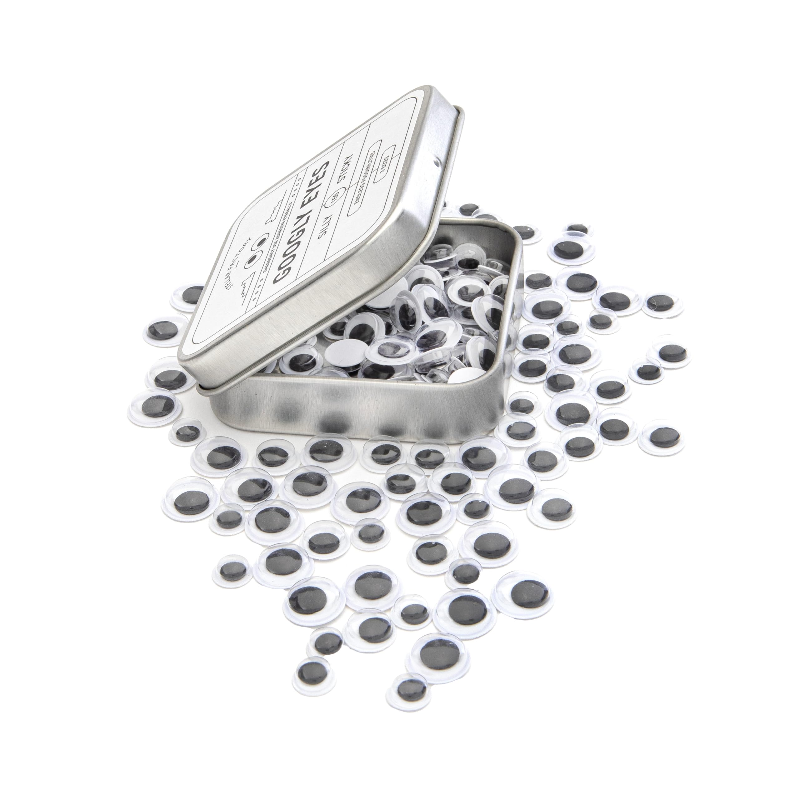 Stellar Factory Googly Eyes: Emergency Use Adhesive Eyeballs in Giftable Steel Tin - 150 pcs, 3 Sizes