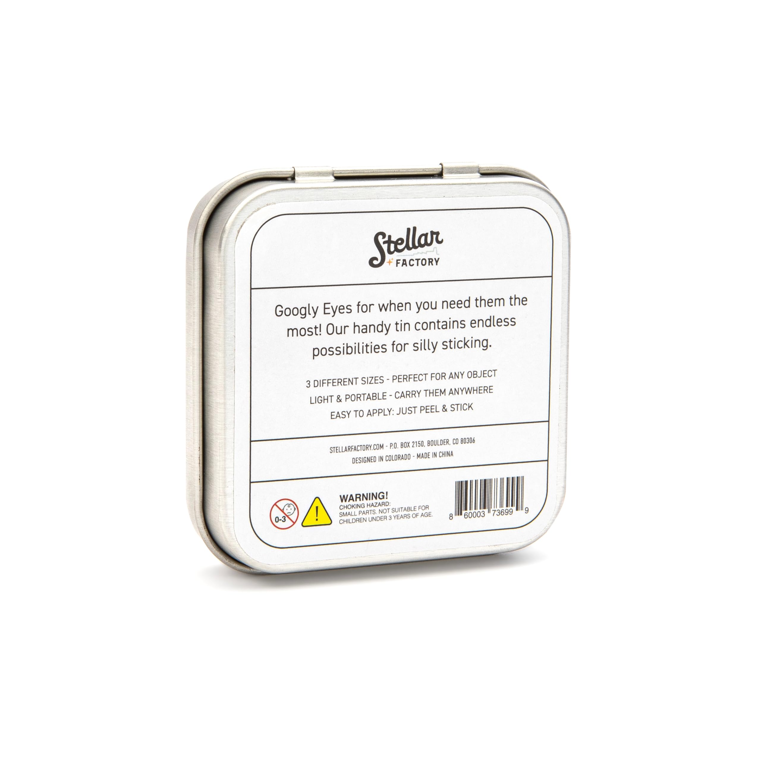 Stellar Factory Googly Eyes: Emergency Use Adhesive Eyeballs in Giftable Steel Tin - 150 pcs, 3 Sizes