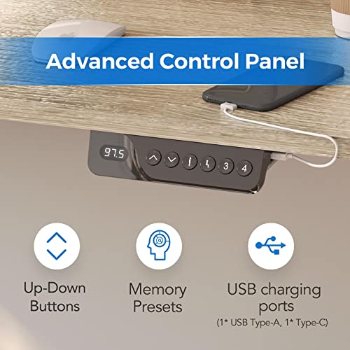 FLEXISPOT Standing Desk Quick Assembly Electric Stand Up Desk with 40 x 24 Inches Whole-Piece Desktop Ergonomic Memory Controller Height Adjustable Desk(White Frame + 40" Grey Wood Grain Desktop)