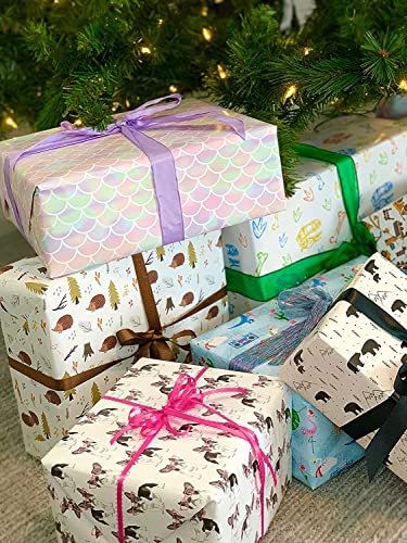 Stesha Party Woodland Wrapping Paper Hedgehog Gift Wrap - Folded Flat 30 x 20 Inch 3 Sheets