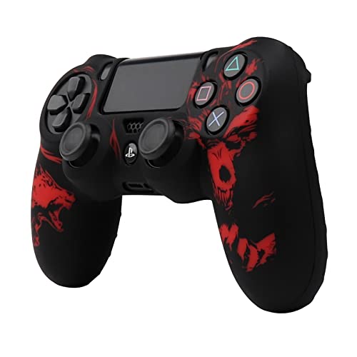 RALAN Laser Anti-Slip Controller Cover for PS4, Customized Silicone Skins Controller Controller Compatible for PS4 /PS4 Slim/PS4 Pro Controller (High Thumb Grip x 2,Laser Thumb Cap Grips x 2)