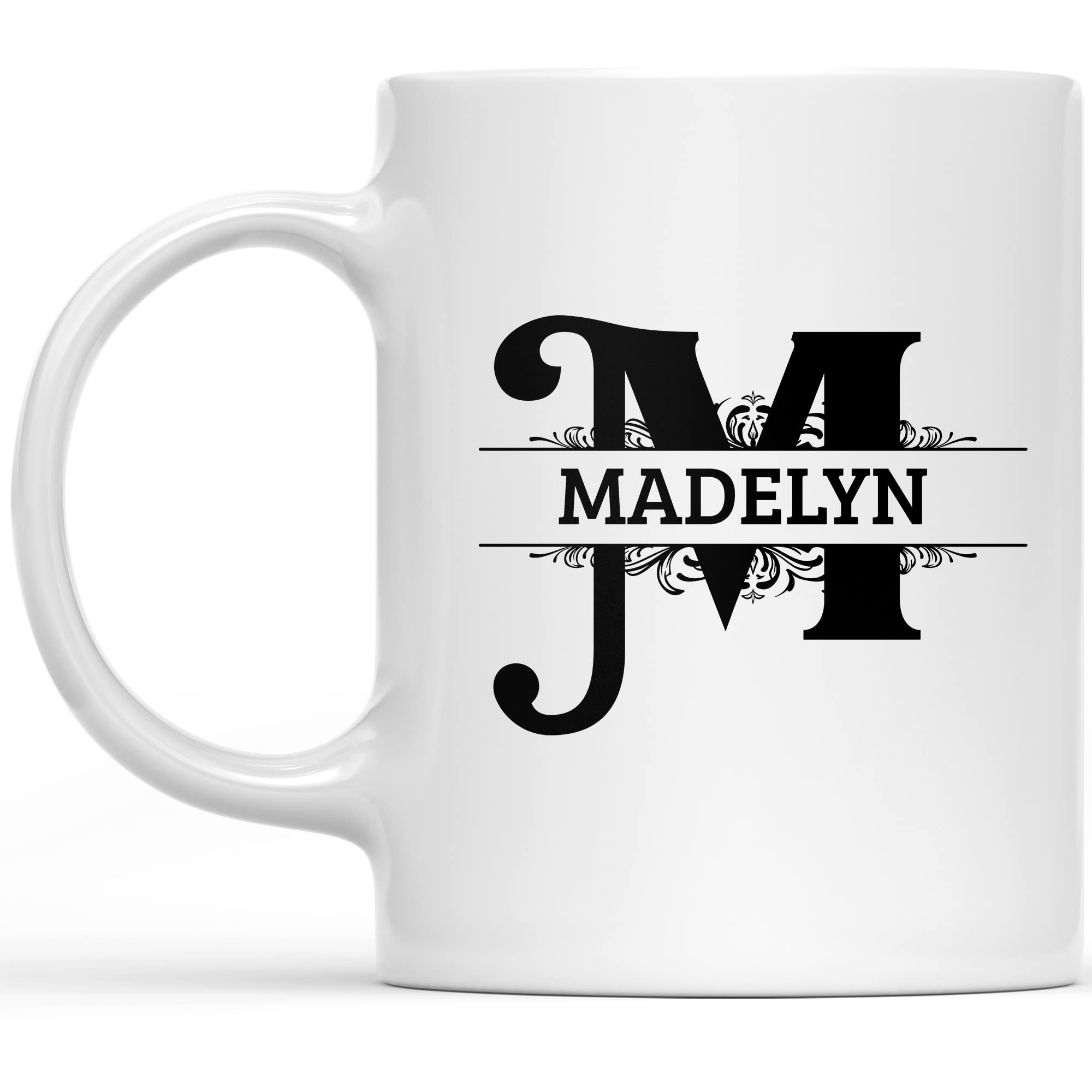 Initial Coffee Mug with Name Personalized for Women for Men Monogrammed gifts Letter Coffee Mug Custom Name Taza Personalizada Letters Initialed Monogram White