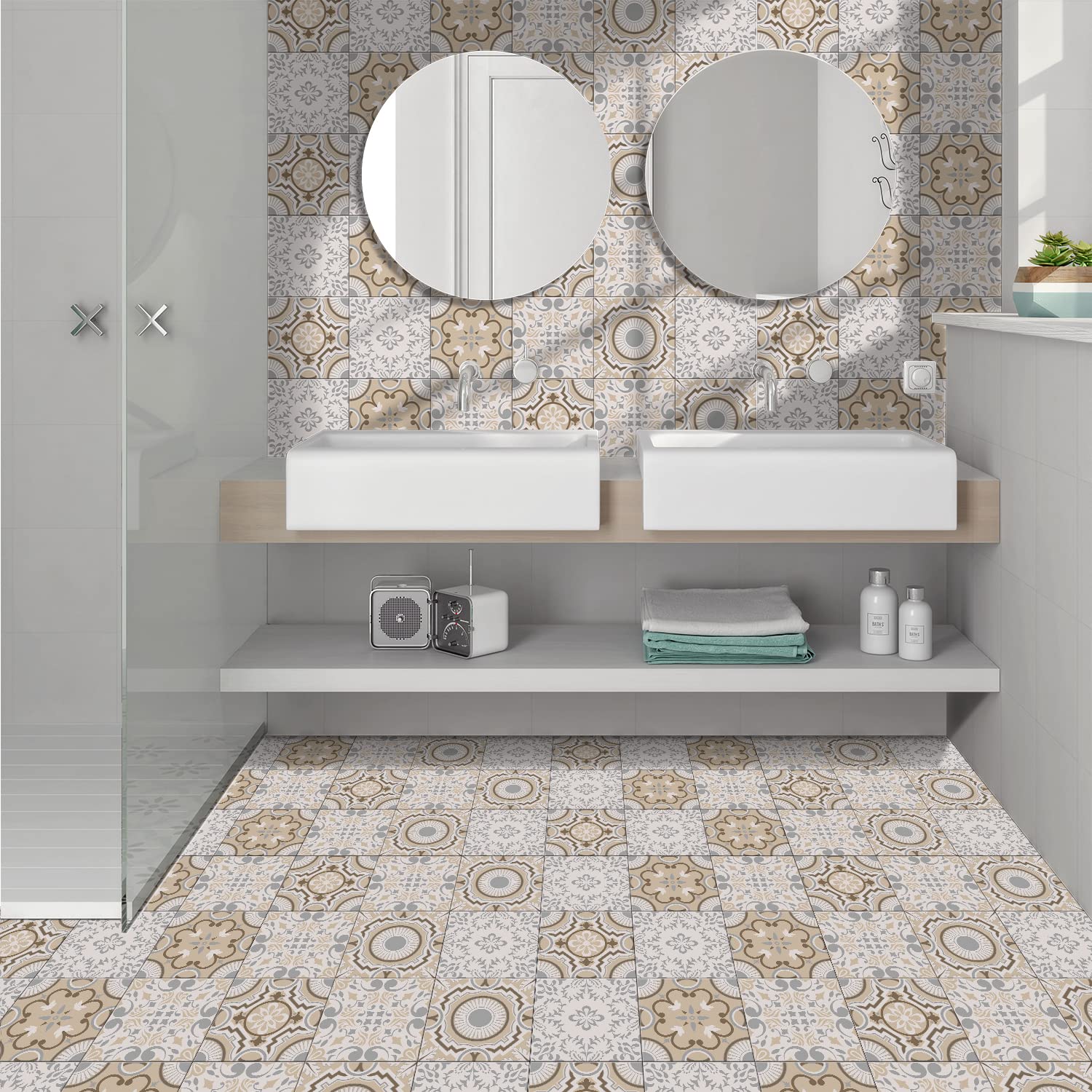 10 PCS 7.9in×7.9in Vinyl Flooring Peel and Stick Floor Tile/Coverings Easy to Install and Waterproof with Super Strong Peel and StickAdhesive Back for Bathroom Kitchen Floor Tiles Stairs Living Room
