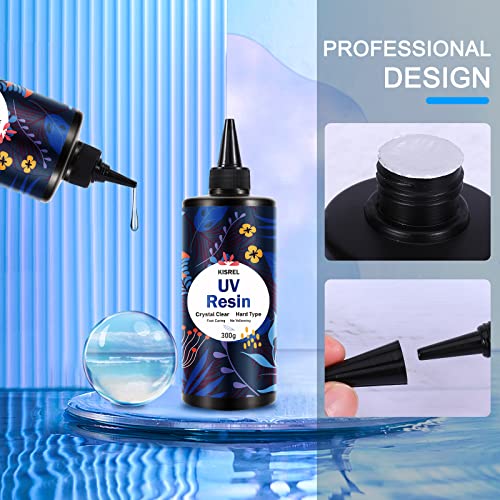 UV Resin 300g - Upgraded UV Resin Kit, Hard Type Crystal Clear Ultraviolet Curing UV Epoxy Resin for Craft Jewelry Making