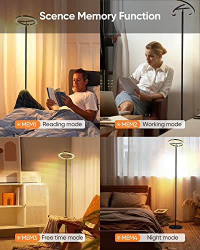 Floor Lamps for Living Room,SIBRILLE Modern Stepless Dimmable Standing Lamp 3000-6000K,20W LED Rotatable Reading Standing Light,Touch&Remote Control Uplighter Floor Lamp for Living Room Bedroom Office