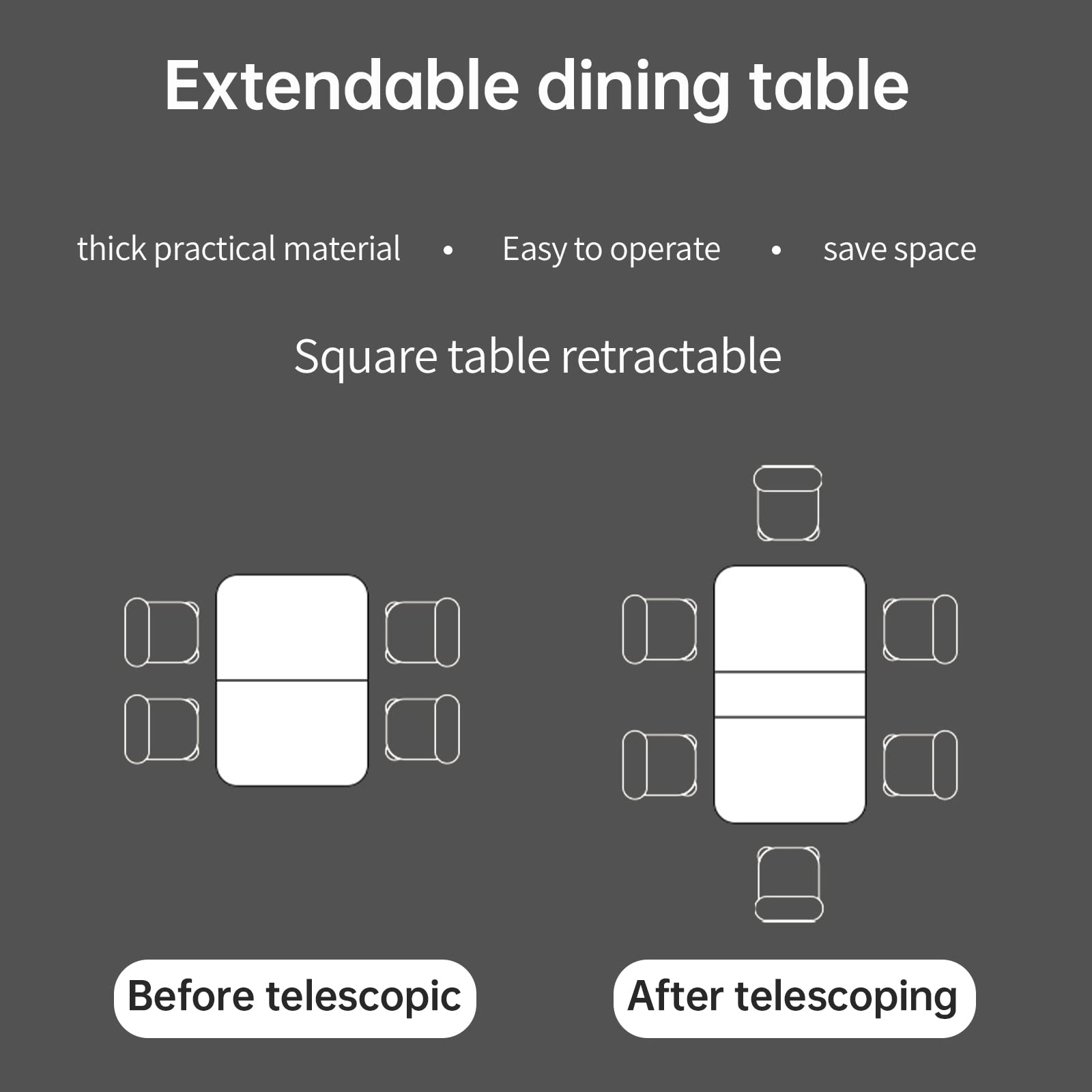 Zerifevni 62.9inches Dining Table Mid-Century Kitchen Table Set for Dining Room, Steel Legs (1 Table) 7244-GREY