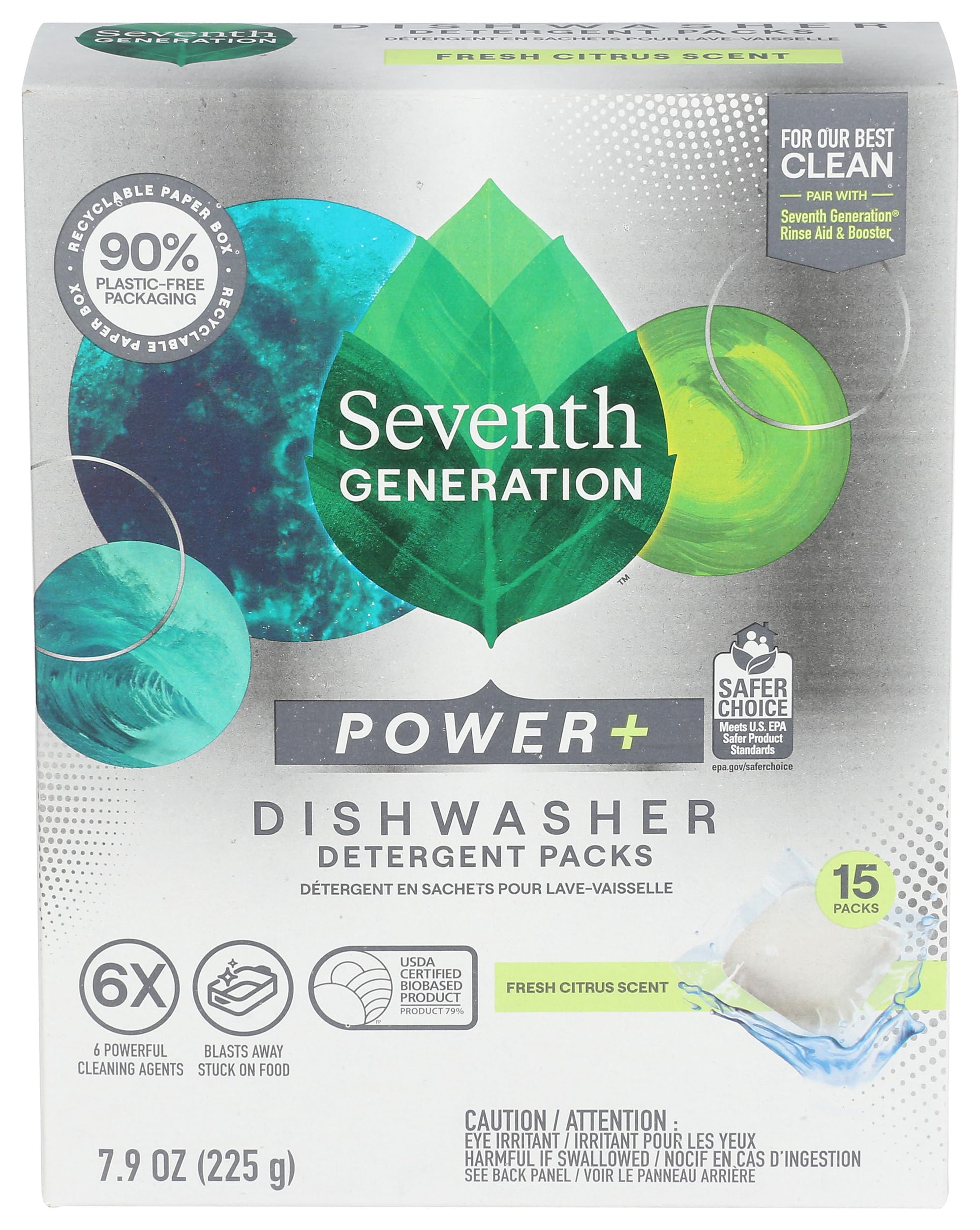 SEVENTH GENERATION Power Plus Auto Dish Detergent 15 Count, 7.9 OZ