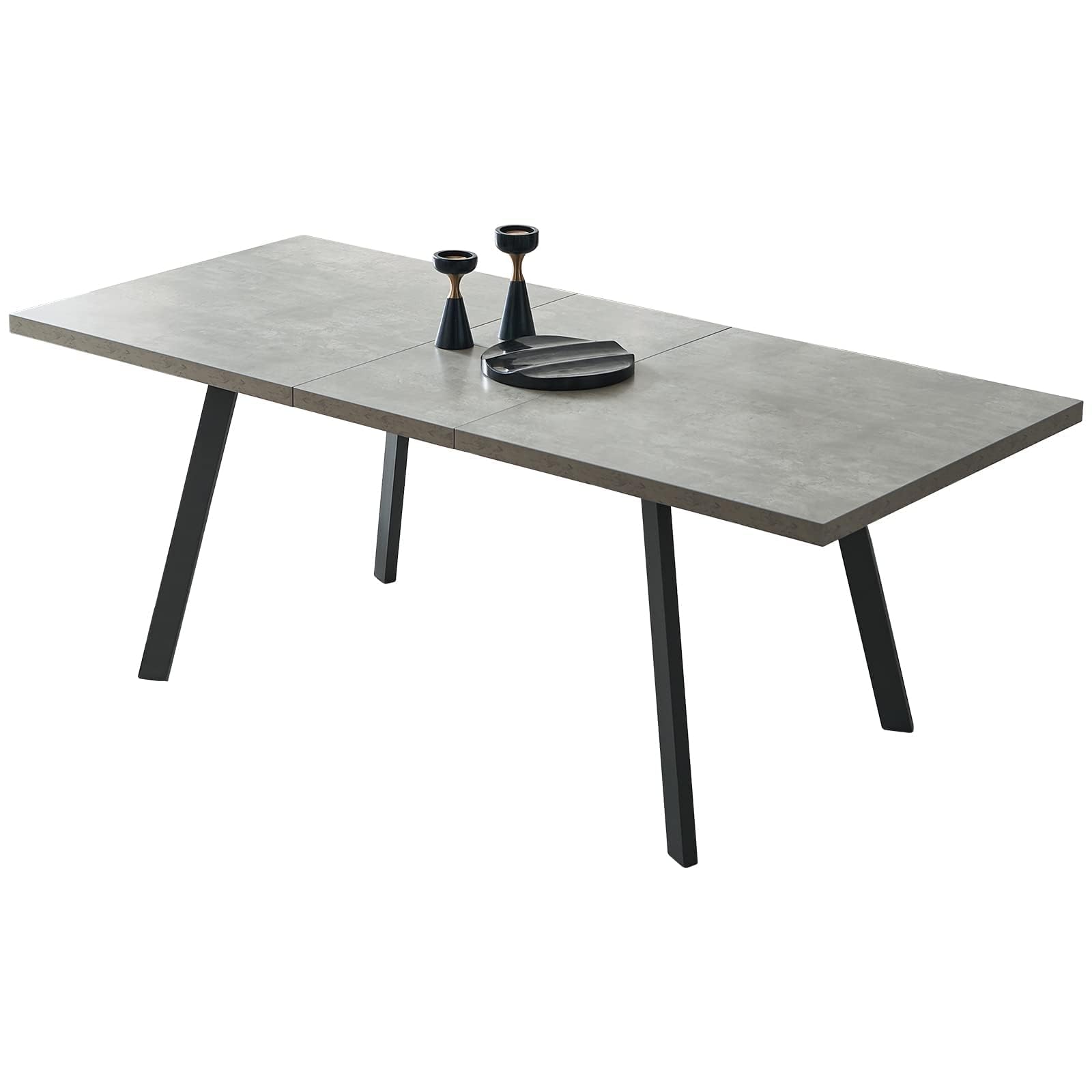 Zerifevni 62.9inches Dining Table Mid-Century Kitchen Table Set for Dining Room, Steel Legs (1 Table) 7244-GREY