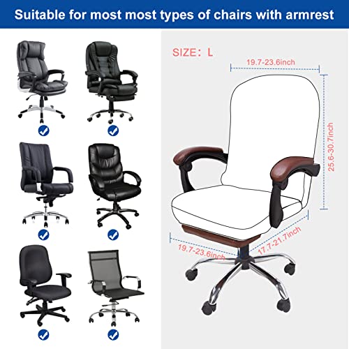 NeColorLife Office Chair Cover with Armrest Covers Stretchable Desk Chair Cover Thick Checked Jacquard High Back Office Seat Cover for Universal Rotating Chair (Large Size,Black)