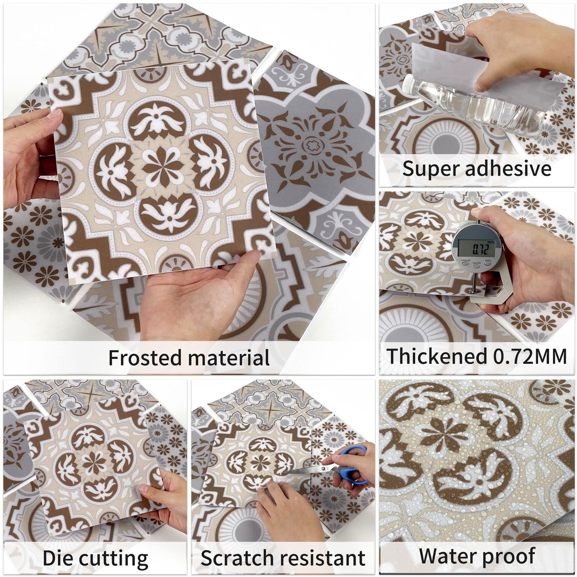 10 PCS 7.9in×7.9in Vinyl Flooring Peel and Stick Floor Tile/Coverings Easy to Install and Waterproof with Super Strong Peel and StickAdhesive Back for Bathroom Kitchen Floor Tiles Stairs Living Room