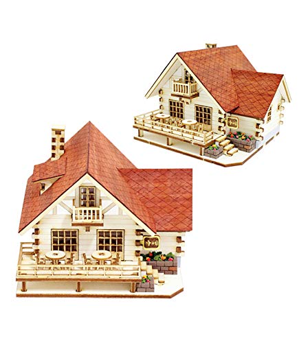 Young Modeler Desktop Wooden Model Kit Log House Cafe