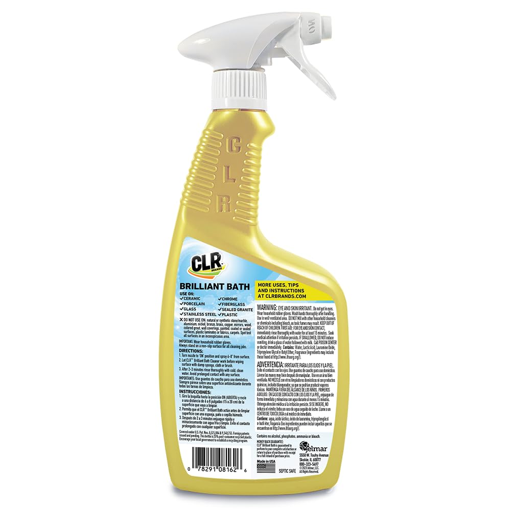 CLR Brilliant Bath Foaming Action Bathroom Cleaner Spray - For Use on Toilets, Baths, Showers, Sinks, Glass, Stainless Steel - Lavender Scent, 26 Ounce Bottle (Pack of 2)