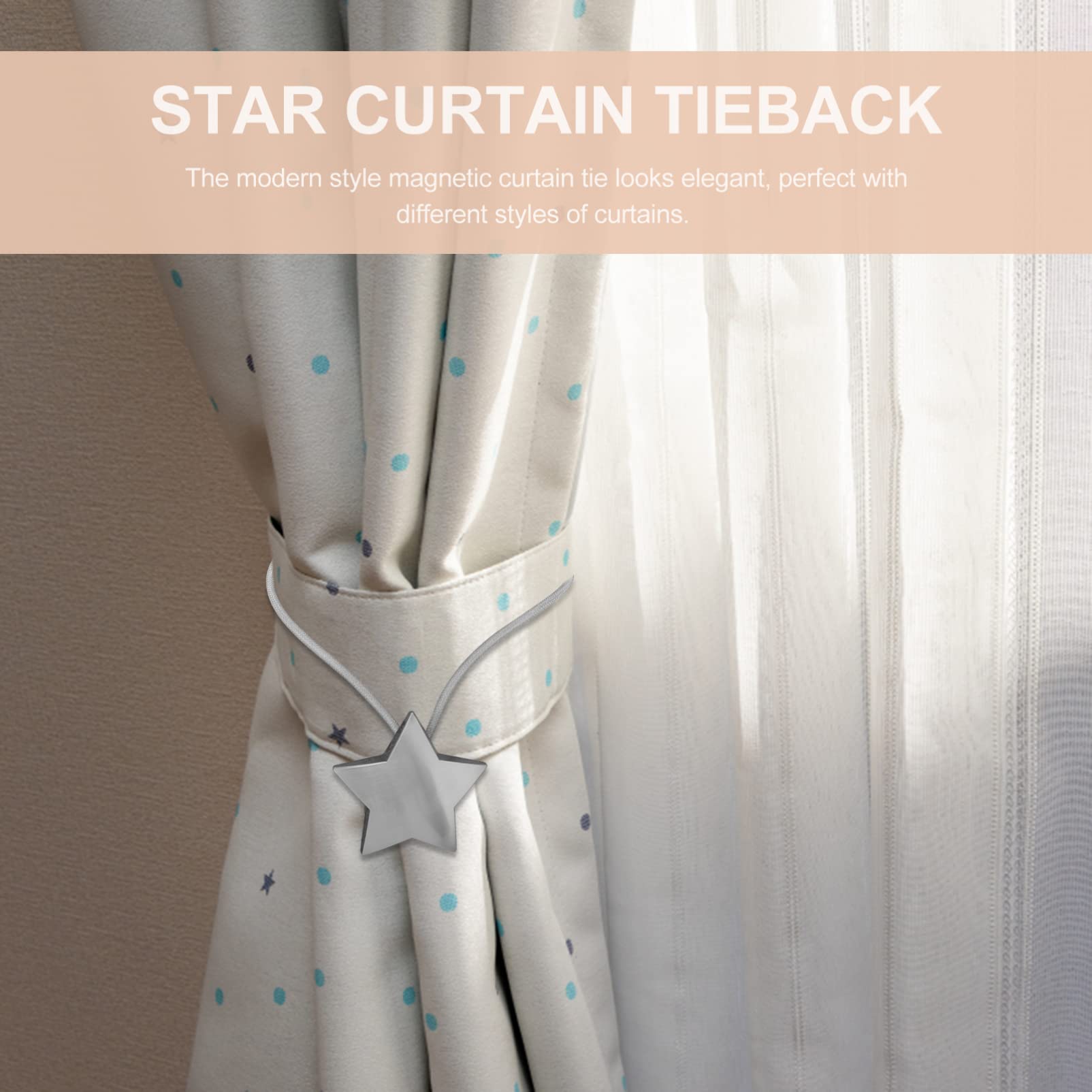 DOITOOL Holder Decorative Tiebacks Holdback Drape Magnetic Buckle for Bedroom Modern Clips Tieback Ties Accessories Holdbacks Home Window Rope Holdback, Weave Curtains Star Backs Tie