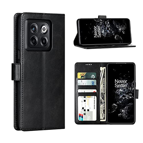 Feitenn for Oneplus 10T 5G Case,1+10T Flip Wallet Leather Cover with Kickstand,Multi-Function Magnetic Suction Strong Closure Protective Phone Case for Oneplus 10T 5G 2022 (Black)