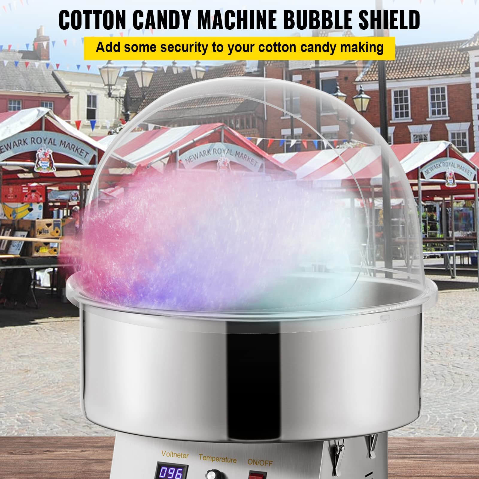 VBENLEM 21 Inch Cotton Candy Machine Cover Bubble Shield Plastic for Commercial Floss Maker, Clear & Perfectware - PW Cotton Candy Cone 100ct Cotton Candy Cones 100ct