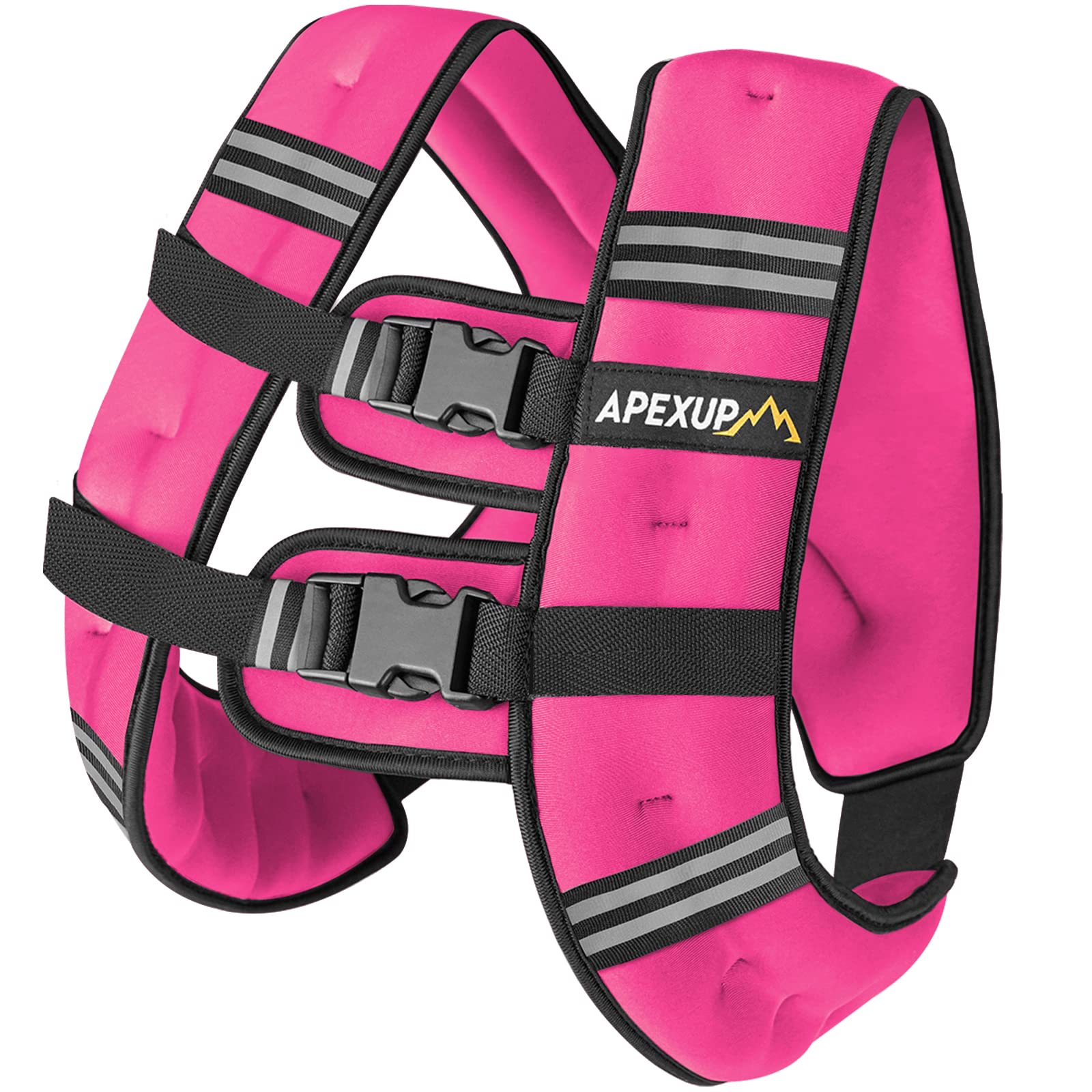APEXUP Weighted Vest with 5lbs/10lbs/15lbs/20lbs/25lbs/30lbs Weights and Reflective Stripe, Weight Vest Men Women for Workout, Strength Training, Running (Pink, 30lbs)