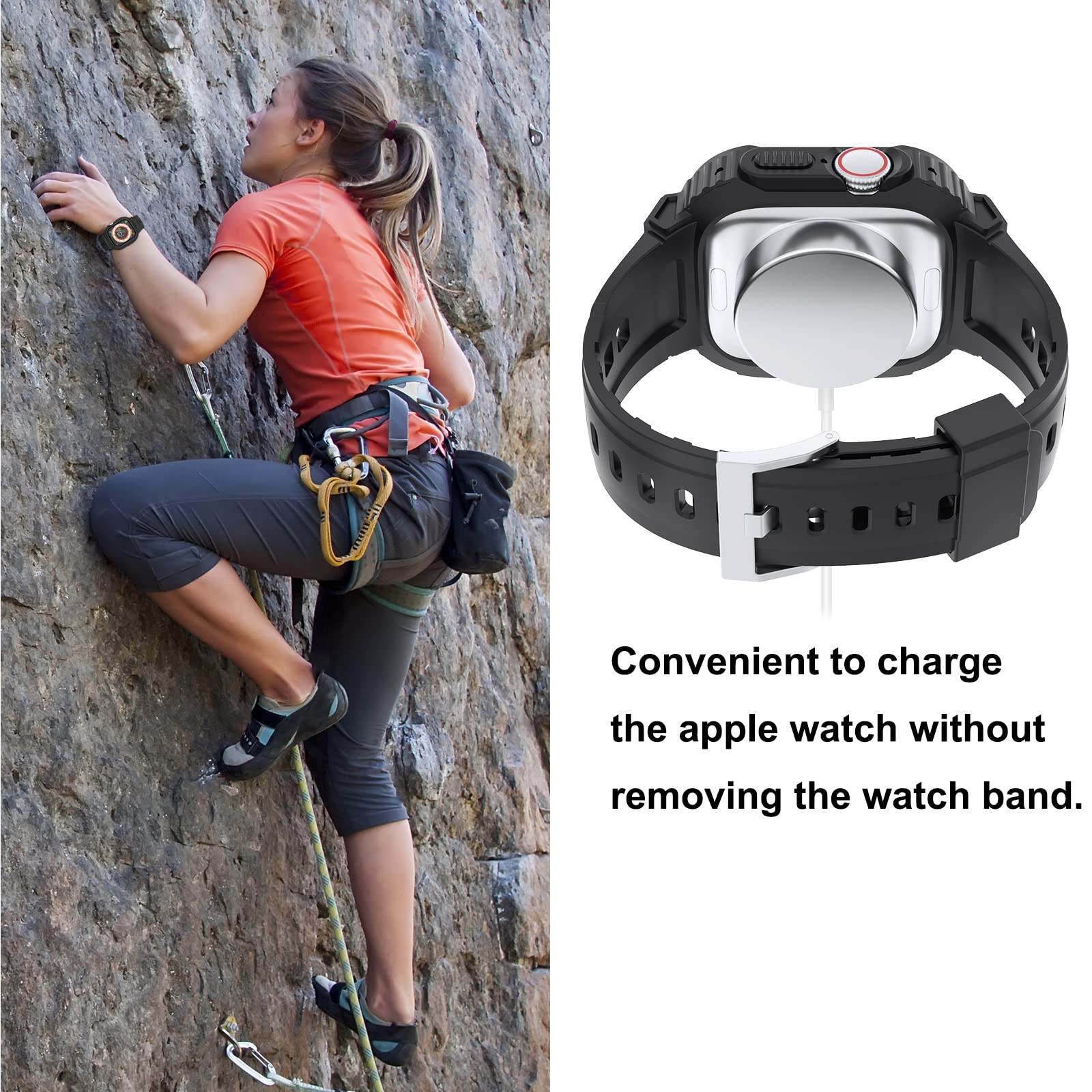 Steezrd Case with Band Compatible with Apple Watch Ultra 49mm Bands, Rugged TPU Sport Shockproof Waterproof Scratch-Proof Protective Strap with Bumper Case for Men Women