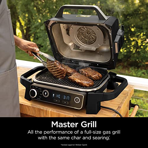 Ninja OG701 Woodfire Outdoor Grill, 7-in-1 Master Grill, BBQ Smoker, & Outdoor Air Fryer plus Bake, Roast, Dehydrate, & Broil, Woodfire Technology, with Robust Pellets