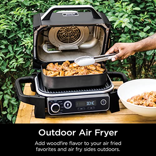 Ninja OG701 Woodfire Outdoor Grill, 7-in-1 Master Grill, BBQ Smoker, & Outdoor Air Fryer plus Bake, Roast, Dehydrate, & Broil, Woodfire Technology, with Robust Pellets