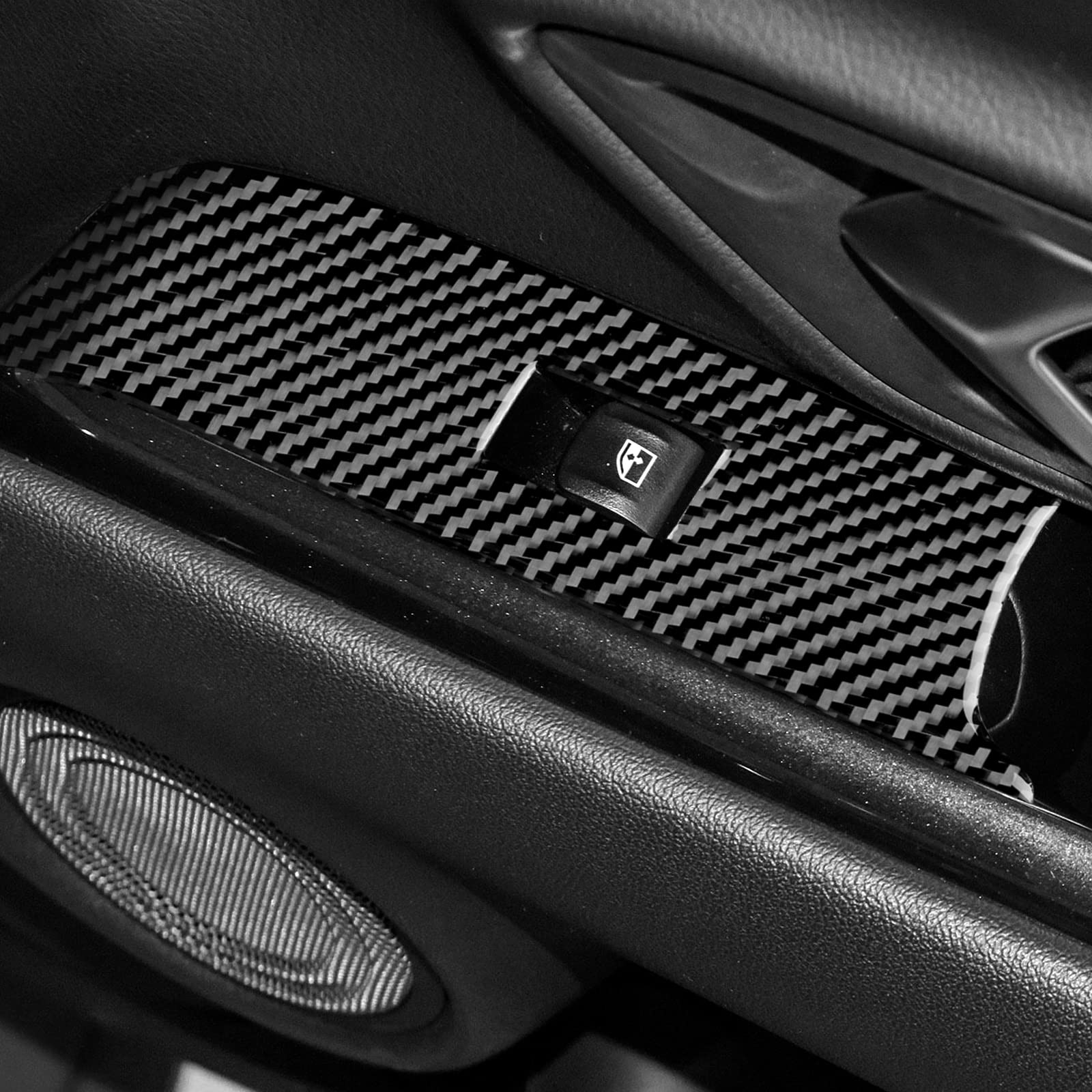 AIRSPEED for Supra Door Window Button Frame Cover Sticker Carbon Fiber Door Window Control Switch Panel Sticker Trim for Toyota Supra GR A90 A91 MK5 2019-2022, Black