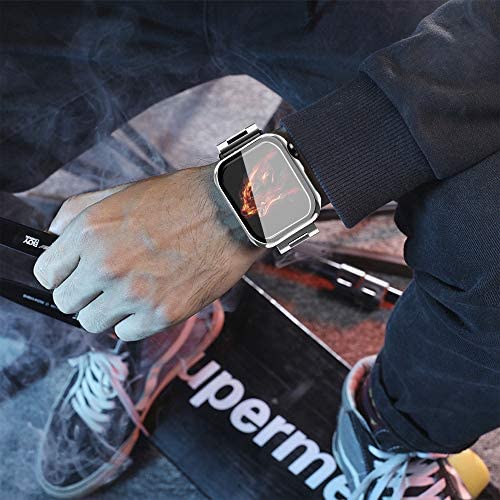 Bekomo 3-Pack Stainless Steel Apple Watch Band with 2 Pack Tempered Glass Screen Protectors, 49mm, 44mm, 45mm, 42mm, 40mm, 38mm, 41mm