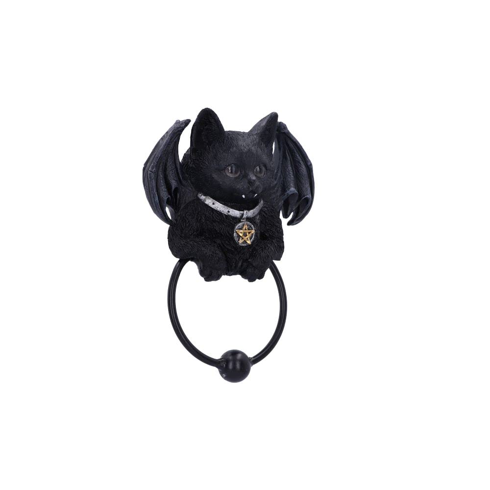 Nemesis Now Vampuss Cat Door Knocker 20cm, Resin, Black, Black Bat Cat Door Knocker, Vampuss Vampire Cat, Witch Gift, Halloween Decoration, Cast in The Finest Resin, Expertly Hand-Painted