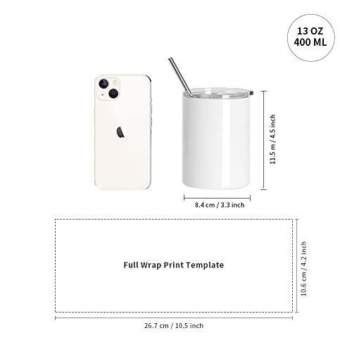 PYD Life 4 Pack Sublimation Tumblers Cups Blanks with Lids and Straws White Stainless Steel Straight Tumblers for Kids,for Cricut Mug Press Sublimation Oven Printing