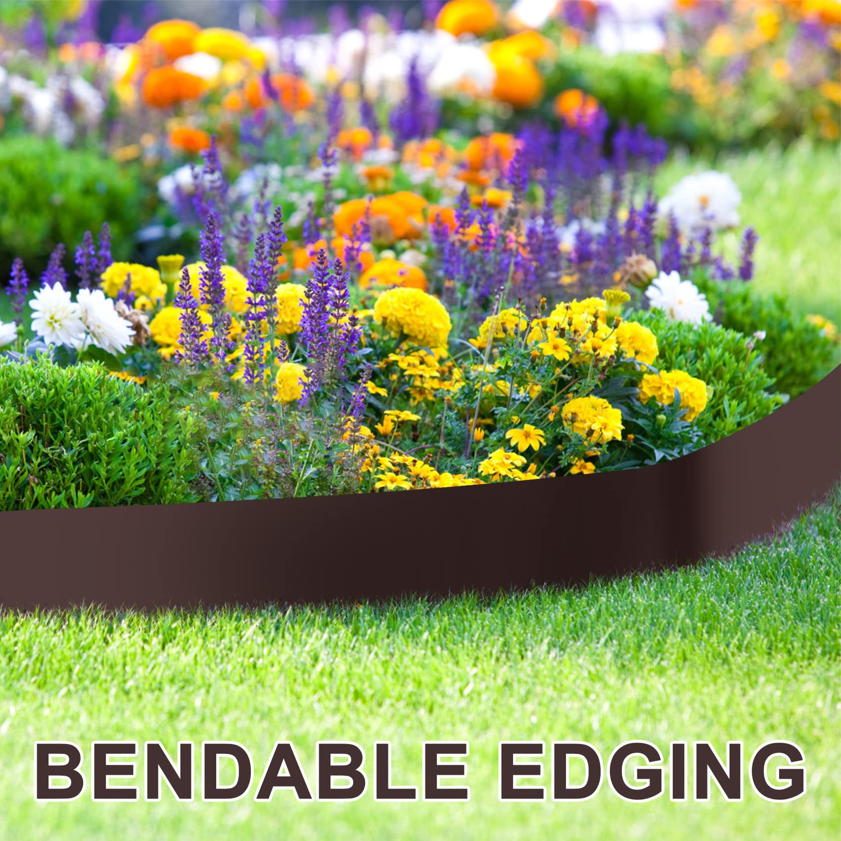 TMEE Landscape Edging Garden Lawn Edging Border 40 inch Strips, 7 inch Depth Hammer in Metal Edging for Landscaping, Backyard/Lawn/Garden/Playground, 5 Pack