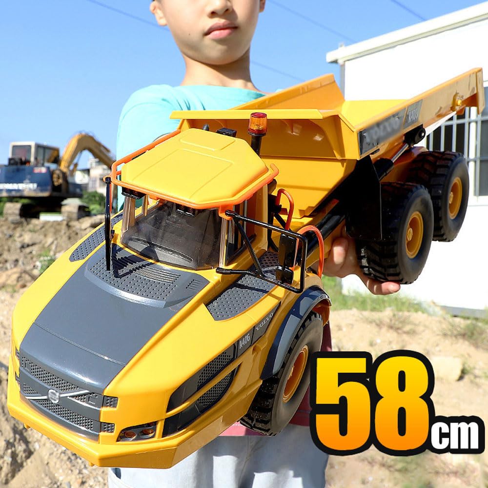 ZRYYWAN 1/20 Large 23IN Electric Remote Control Dump Truck A40G, 2.4G Simulated Acoustic-Optical RC Engineering Vehicle Model Transport Vehicle, 6-Wheel Lifting Bucket Construction Truck