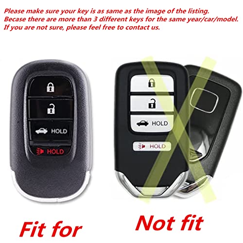 MJKEYAuto Black Leather 4 5 Buttons Remote Smart Key Fob Cover Case Chain for Honda Civic Hatchback Accord HR-V 2022 2023 (4 Buttons)